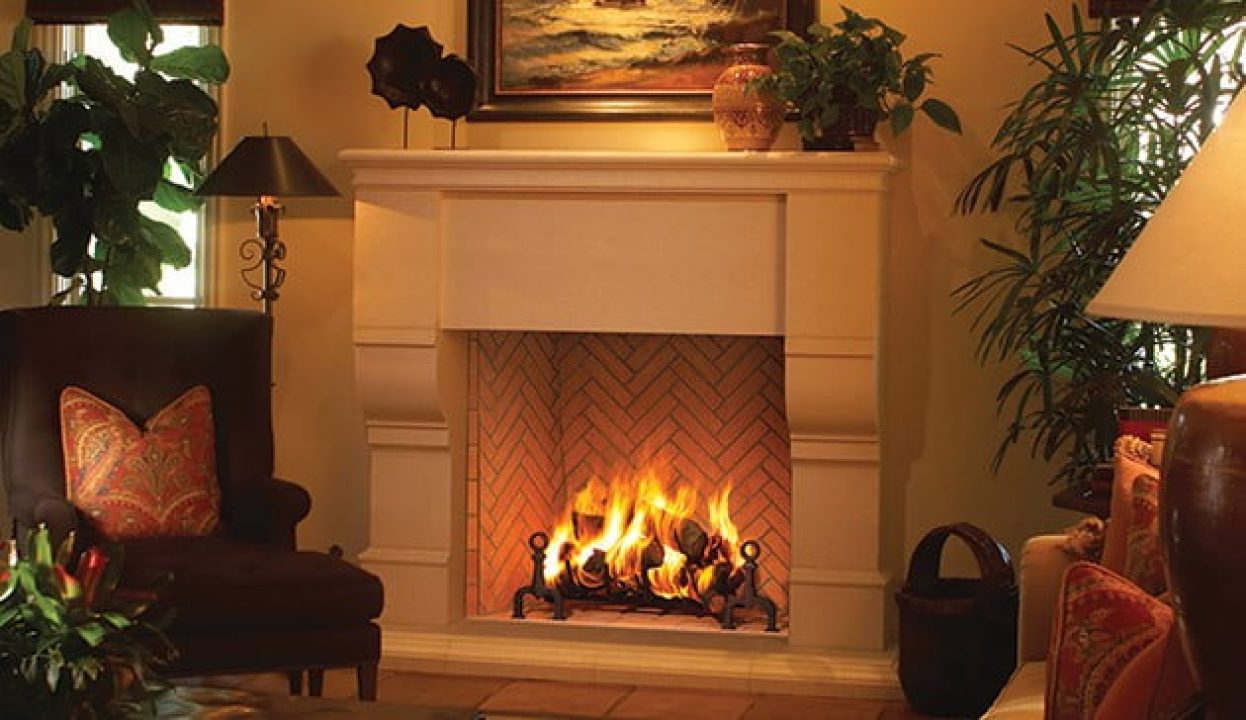 Plantation Wood Burning Fireplace - Front Open